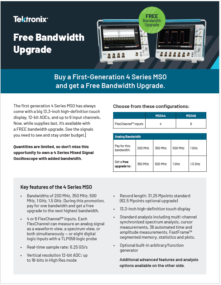 Free Bandwidth Upgrade on First-Generation 4 Series MSO Promotion ...