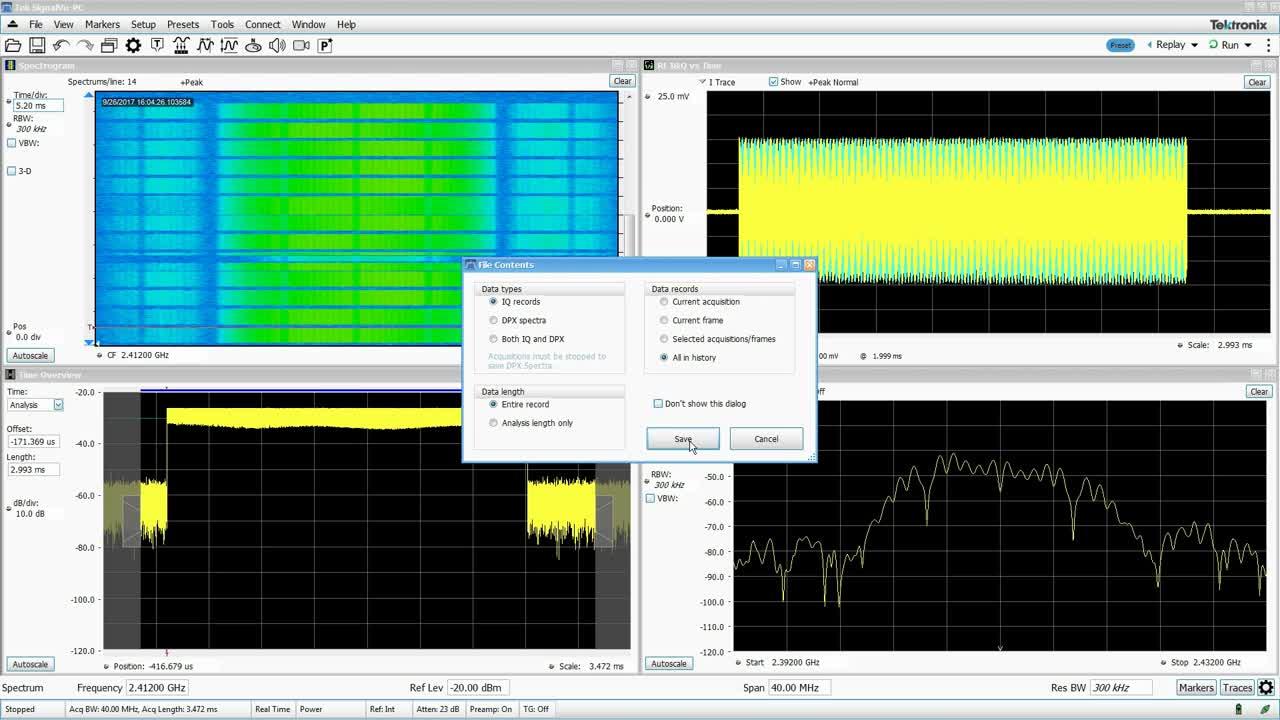 SignalVu-PC Primer- File Format Saving and Recalling Data | Tektronix