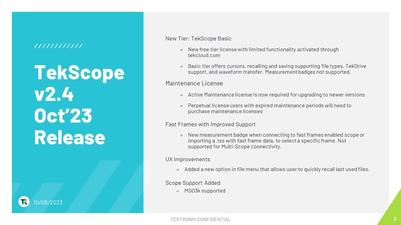 TekScope V2-4 - Whats New | Tektronix