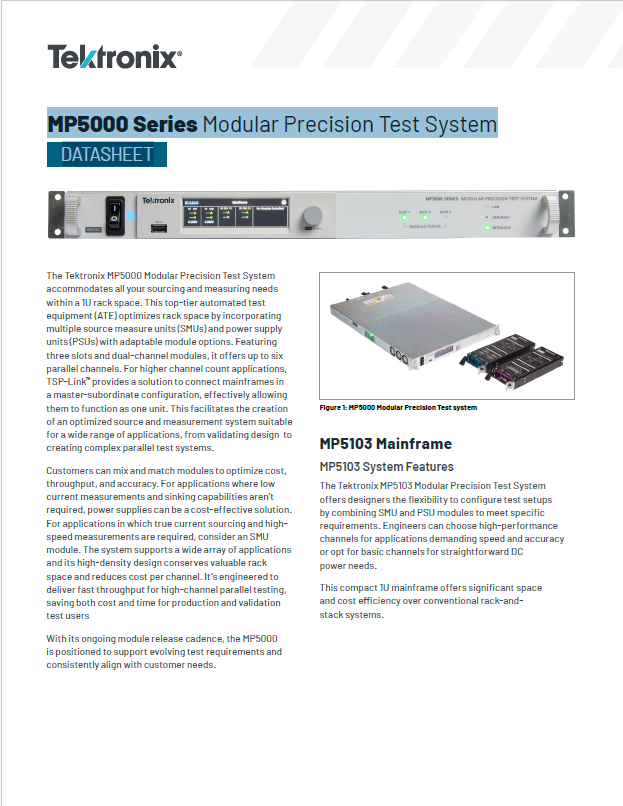MP5000 Series Modular Precision Test System Datasheet | Tektronix