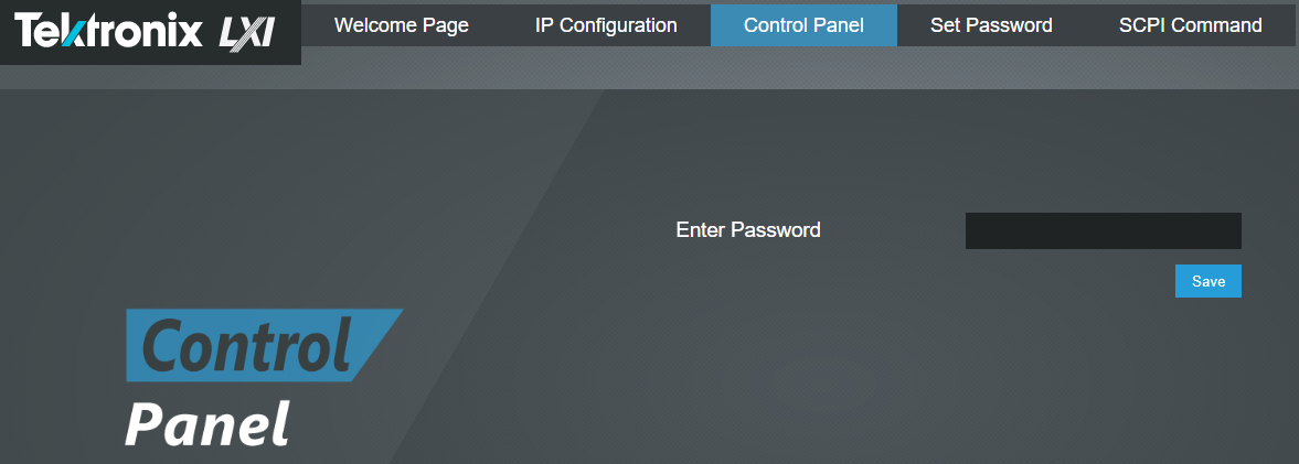 What Is The Password For Using The Control Panel When Using The Lan Vxi Interface Tektronix